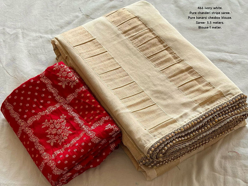 Premium Ivory Gold Saree – Divisha Collections