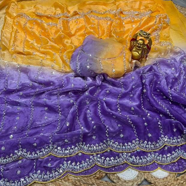 Space Silk Dual Tone Sarees with Premium Work – Divisha Collections