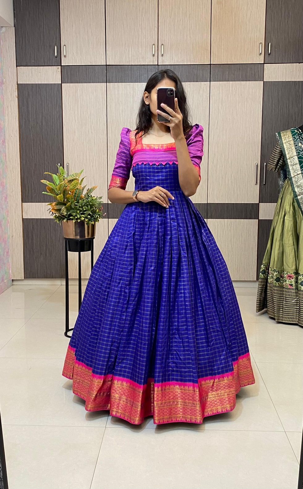 Flared Cotton Silk Long frock – Divisha Collections