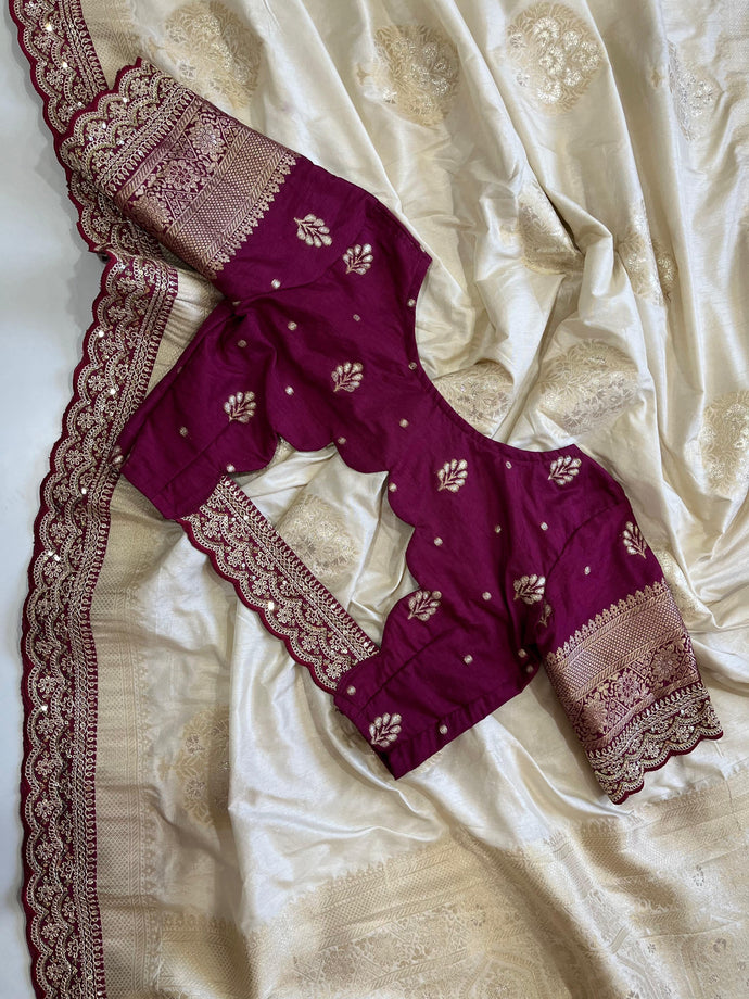 Premium Dola Silk Sarees with Readymade Stitched Blouse (38) – Divisha Collections